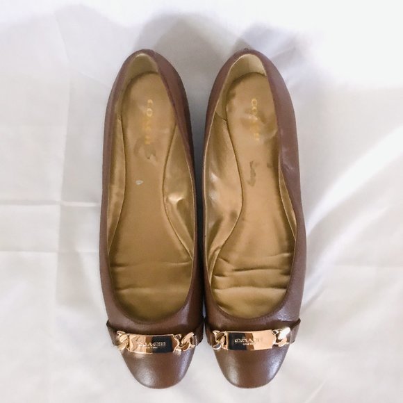 Coach | Shoes | Coach Brown Leather Buckle Flats | Poshmark